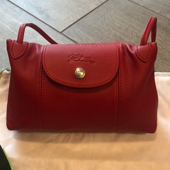Longchamp | Bags | Nwt Sale Longchamp Leather Le Pliage Red Crossbody ...
